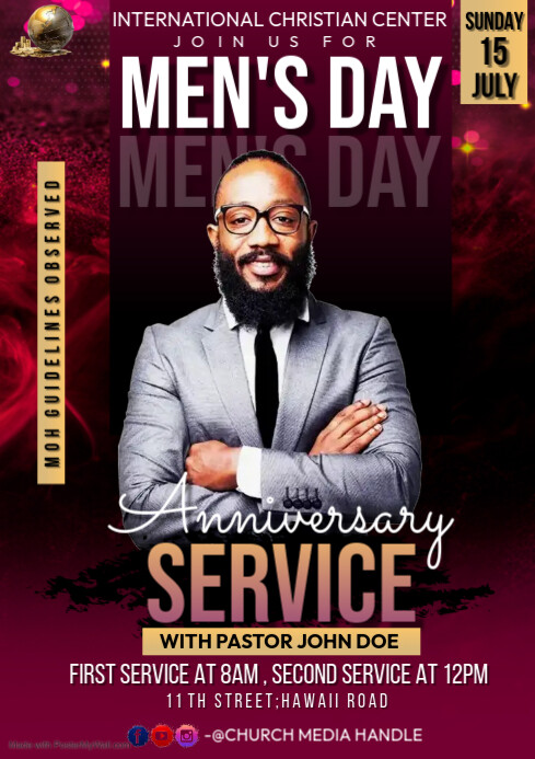 men's day sunday service Template | PosterMyWall