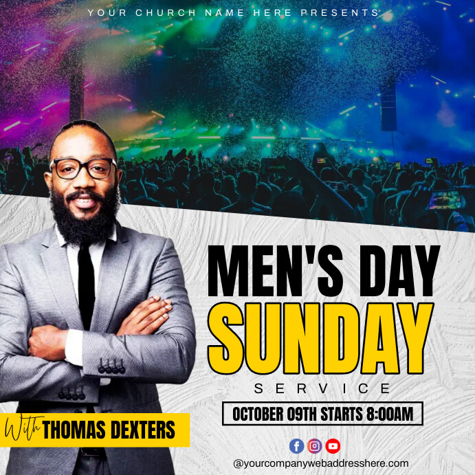 Men's day Sunday service Template | PosterMyWall
