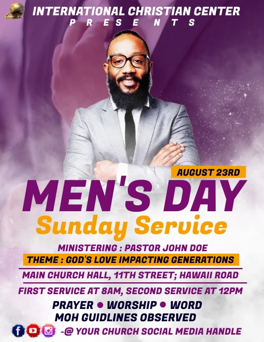 men's day sunday service Template | PosterMyWall