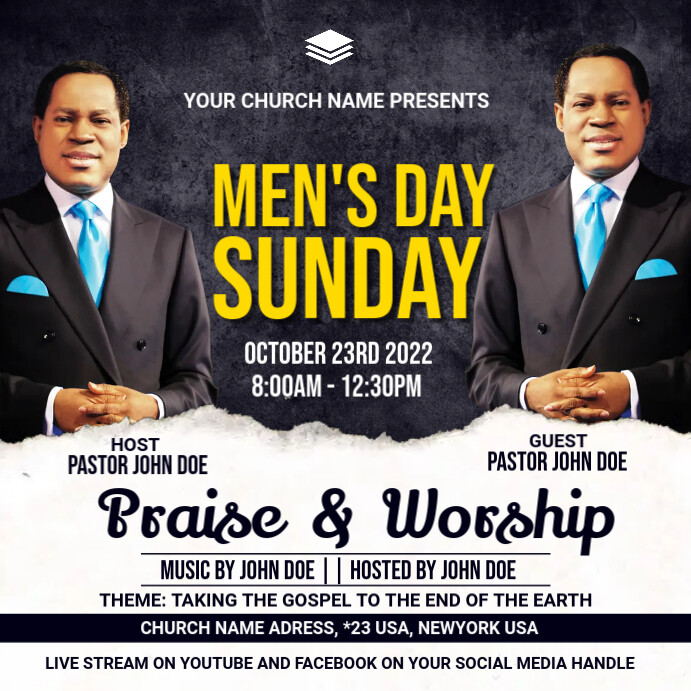 men's day sunday service Template | PosterMyWall