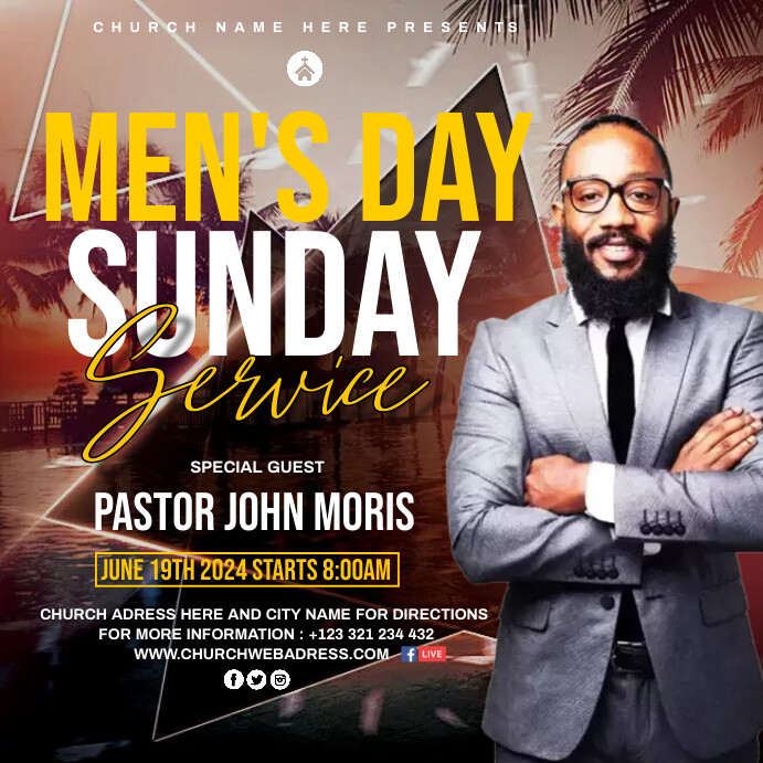 men's day sunday service Template | PosterMyWall
