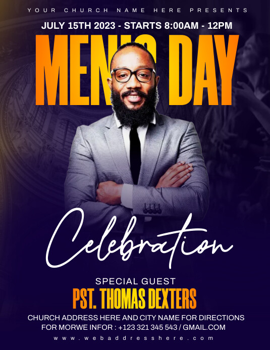 men's day Sunday service Template | PosterMyWall