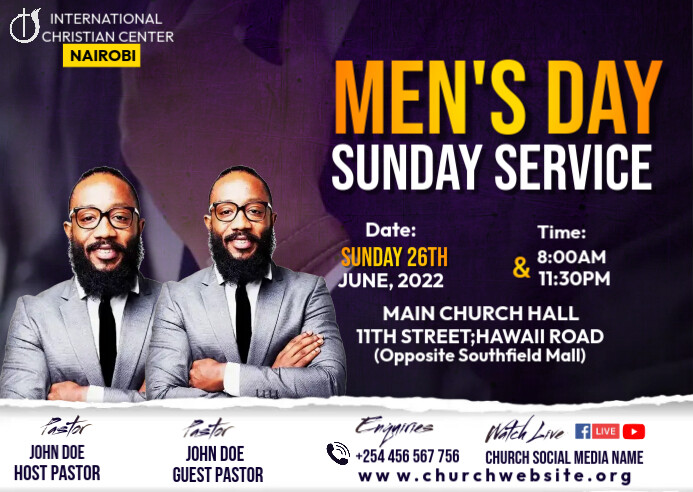 men's day sunday service Template | PosterMyWall
