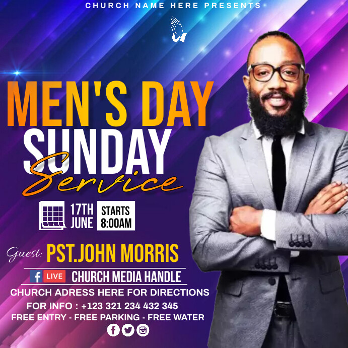 Men's day sunday service Template | PosterMyWall