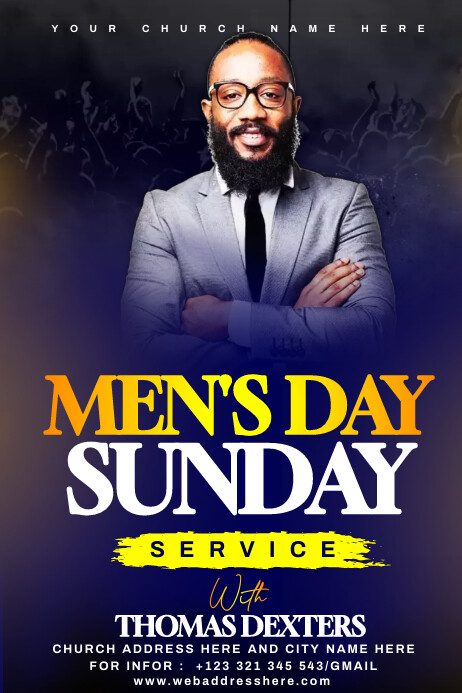 men's day sunday service Template | PosterMyWall