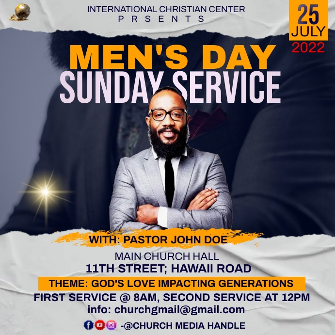 Copy of men's day sunday service | PosterMyWall