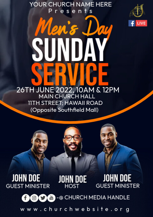 men's day sunday service Template | PosterMyWall