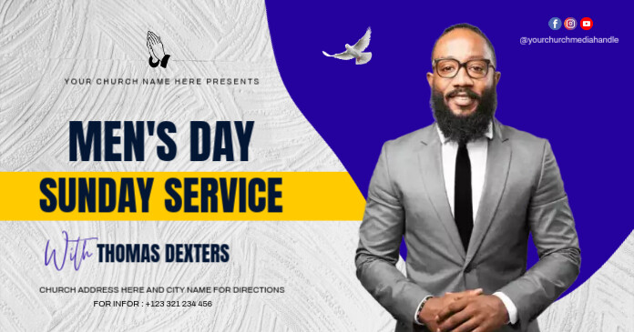 Men's day Sunday service Template | PosterMyWall