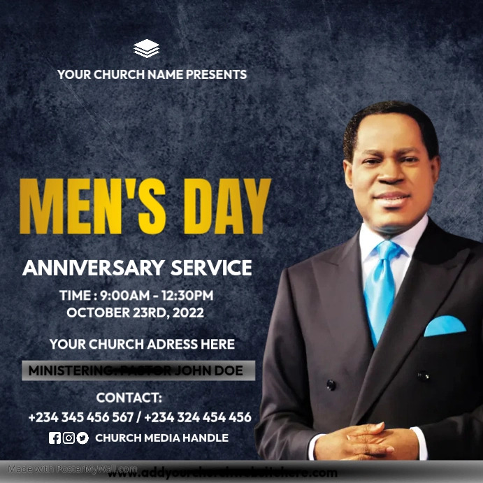 men's day sunday service Template | PosterMyWall