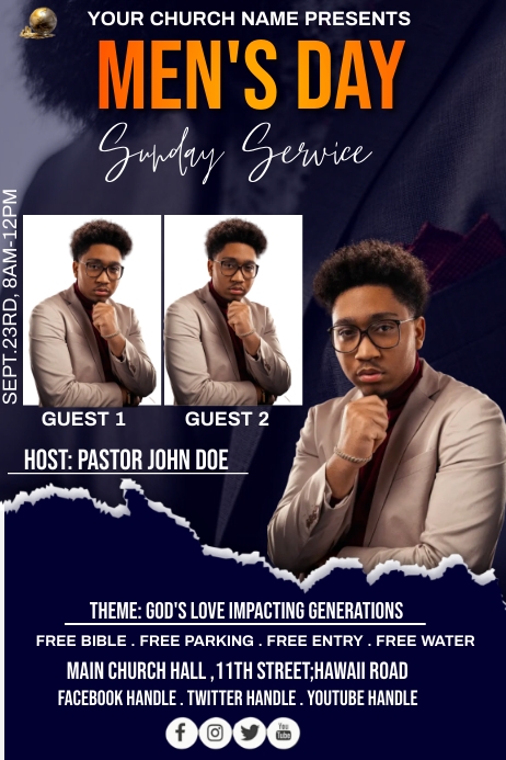 Copy of men's day sunday service | PosterMyWall