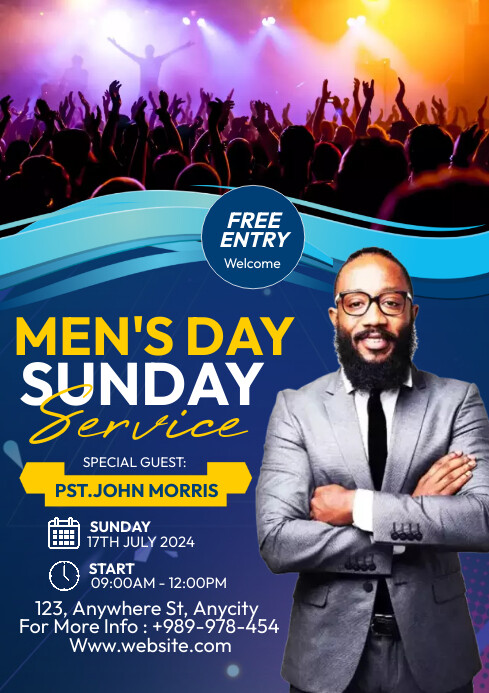 men's day sunday service Template | PosterMyWall