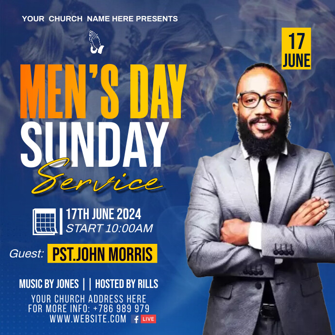 men's day sunday service Template | PosterMyWall