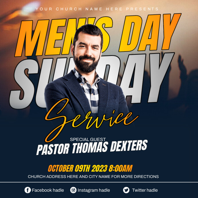Men's day Sunday service Template | PosterMyWall