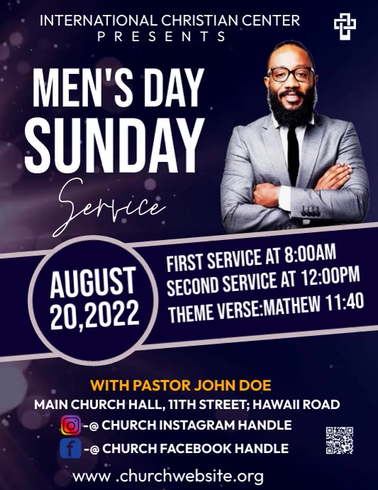 men's day sunday service Template | PosterMyWall