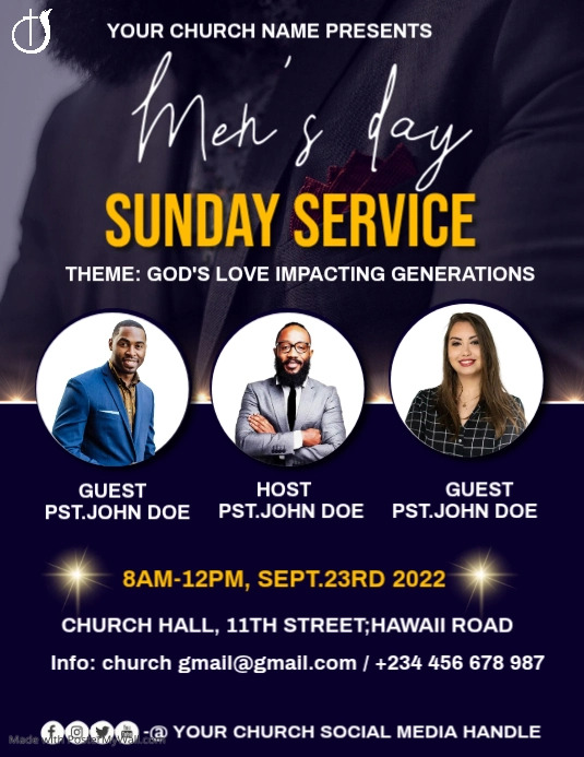 Copy of men's day sunday service | PosterMyWall