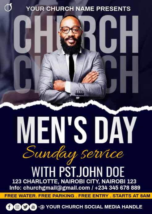 men's day sunday service Template | PosterMyWall