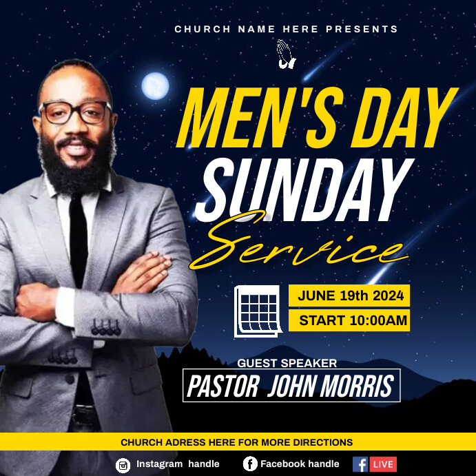 men's day sunday service Template | PosterMyWall