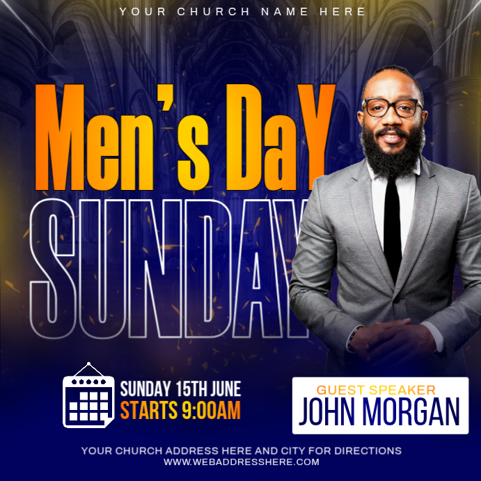 Men's day Sunday service flyer Template | PosterMyWall