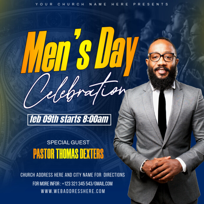 Men's day Sunday service poster Template | PosterMyWall