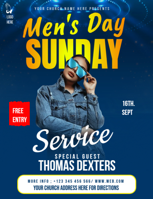 Plantilla de Men's Day Sunday service poster | PosterMyWall