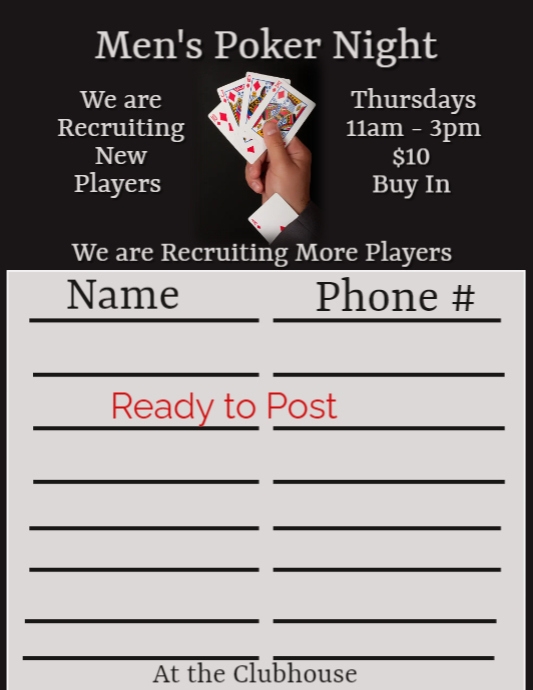 Men's Poker Night Sign-Up Sheet Template | PosterMyWall