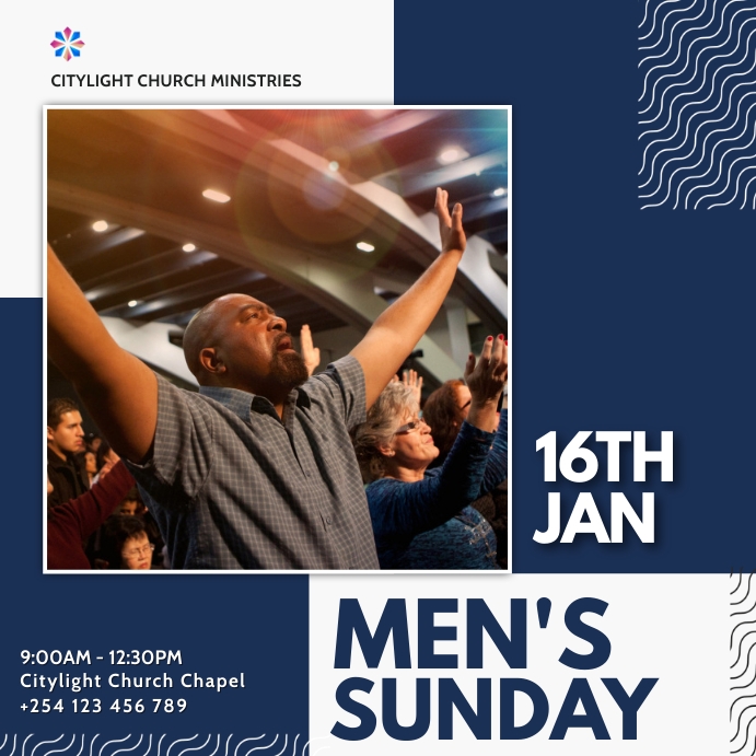 men's sunday church service flyer template | PosterMyWall