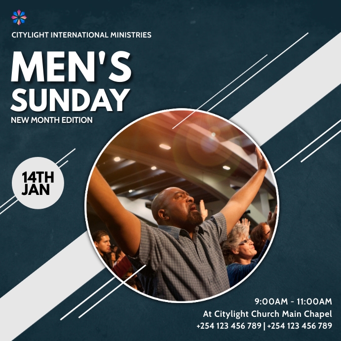 men's sunday church service flyer template | PosterMyWall
