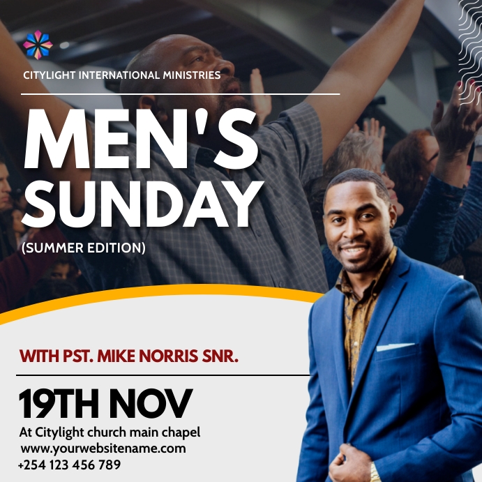 men's sunday church service flyer template | PosterMyWall