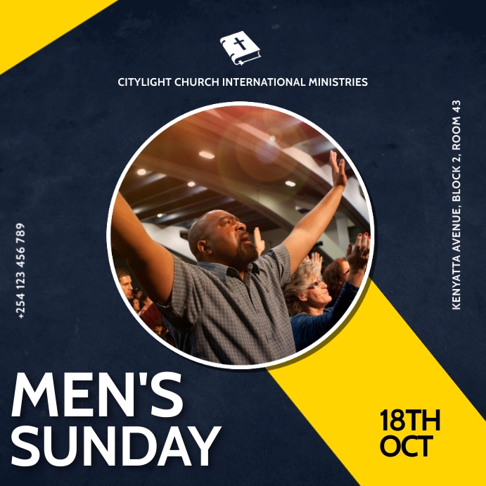 men's sunday church service flyer template | PosterMyWall
