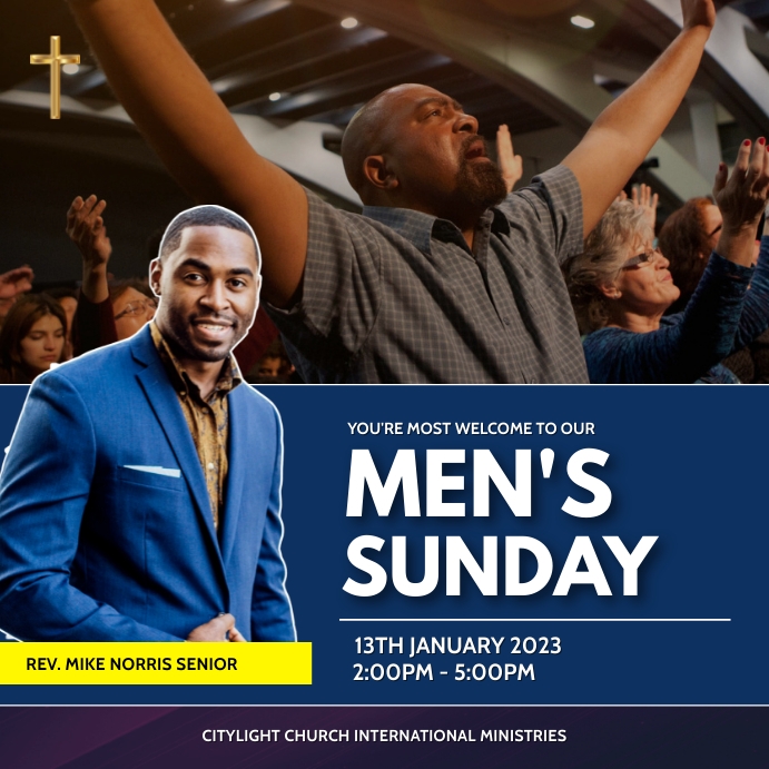 men's sunday church service flyer template | PosterMyWall
