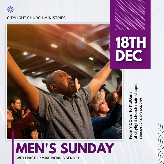 men's sunday church service flyer template | PosterMyWall