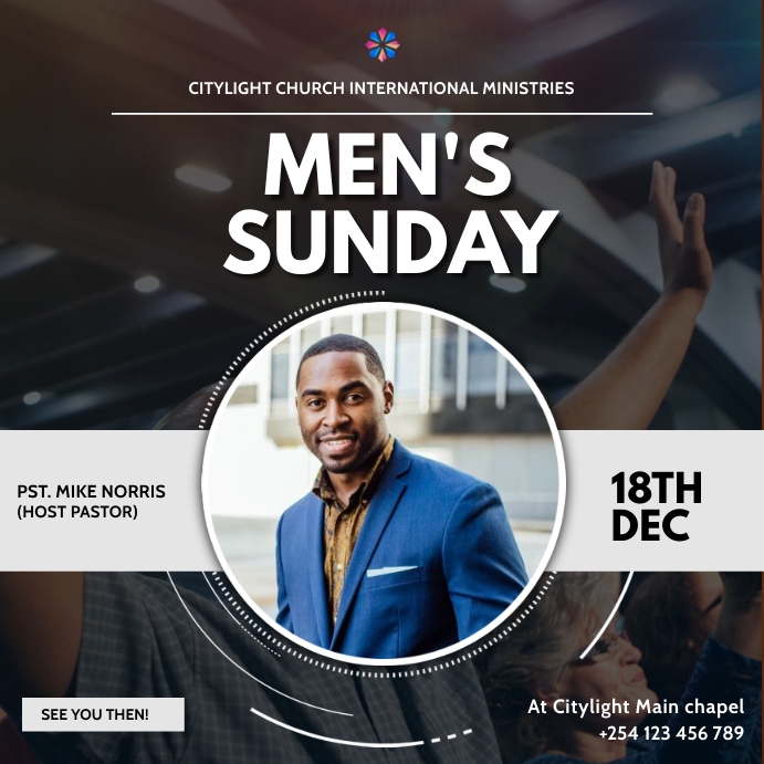men's sunday church service flyer template | PosterMyWall