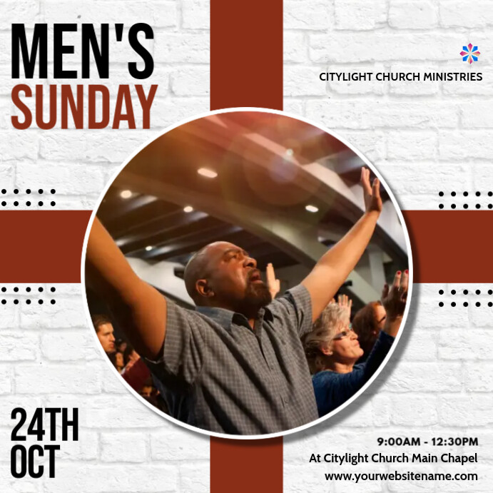 men's sunday church service flyer template | PosterMyWall