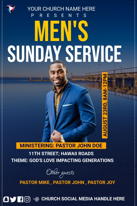 Men's sunday service (1) Template | PosterMyWall