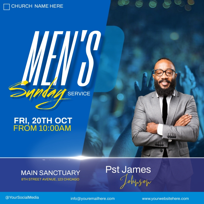 men's sunday service Template | PosterMyWall