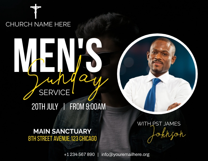 men's sunday service Template | PosterMyWall