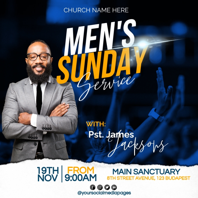 men's sunday service Template | PosterMyWall