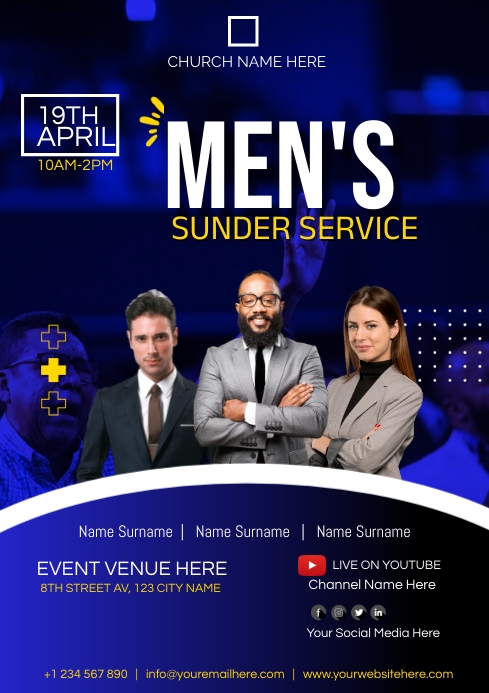 men's sunday service Template | PosterMyWall