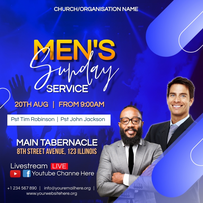 men's sunday service Template | PosterMyWall