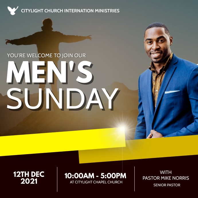 men's sunday service flyer design Template | PosterMyWall