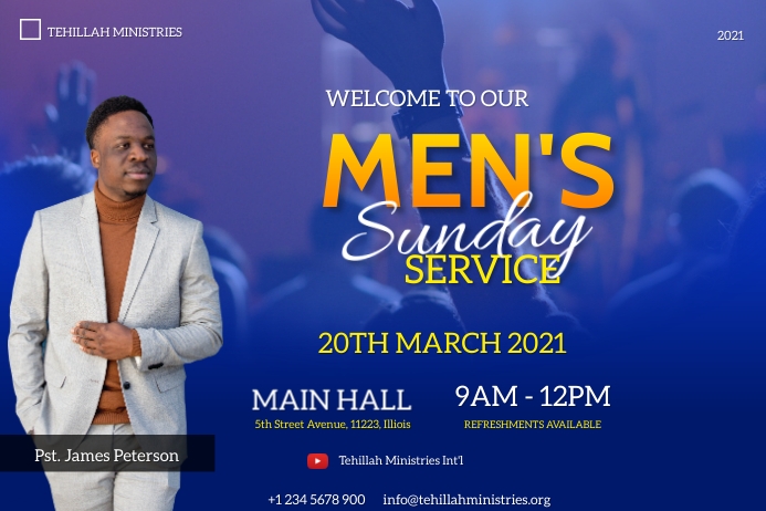 men's sunday service flyer Template | PosterMyWall
