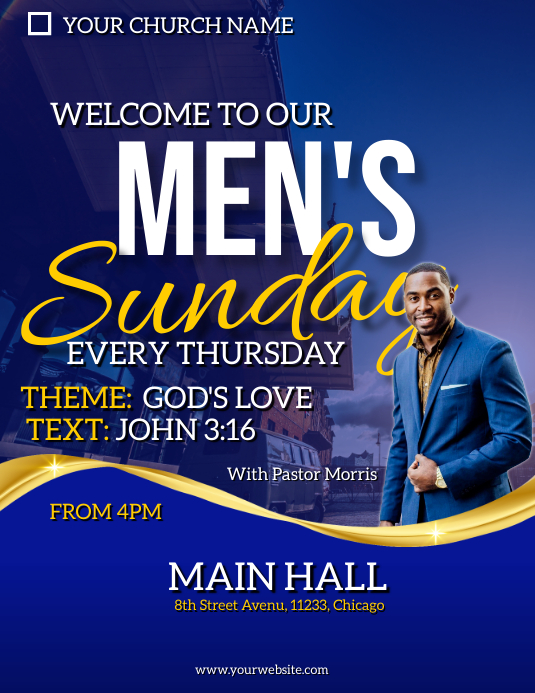 men's sunday service flyer Template | PosterMyWall