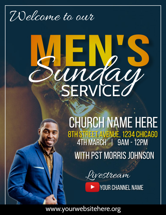 men's sunday service flyer Template | PosterMyWall