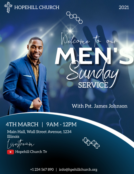 men's sunday service flyer Template | PosterMyWall