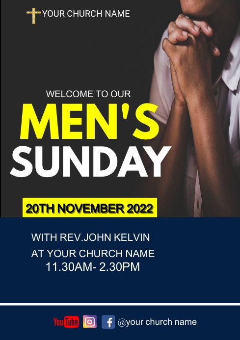 Men's Sunday service Flyer Template | PosterMyWall