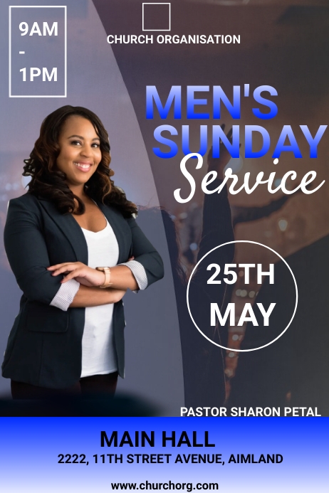 MEN'S SUNDAY SERVICE POSTER Template | PosterMyWall