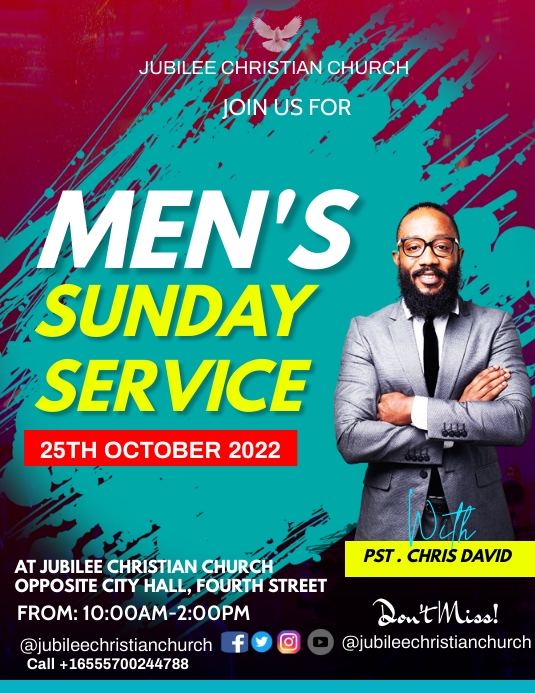 Copy of men's sunday service poster design | PosterMyWall