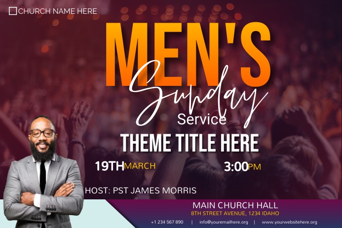 MEN'S SUNDAY SERVICE POSTER Template | PosterMyWall