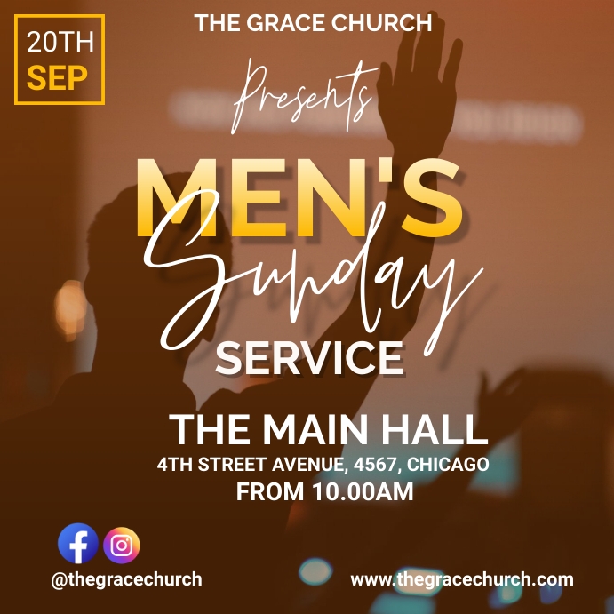 MEN'S SUNDAY SERVICE POSTER Template | PosterMyWall