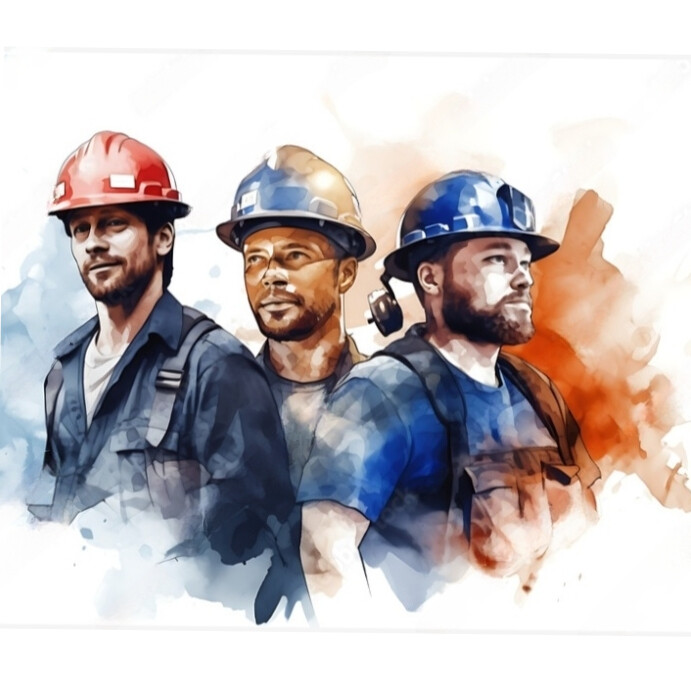Men at work painting template. | PosterMyWall